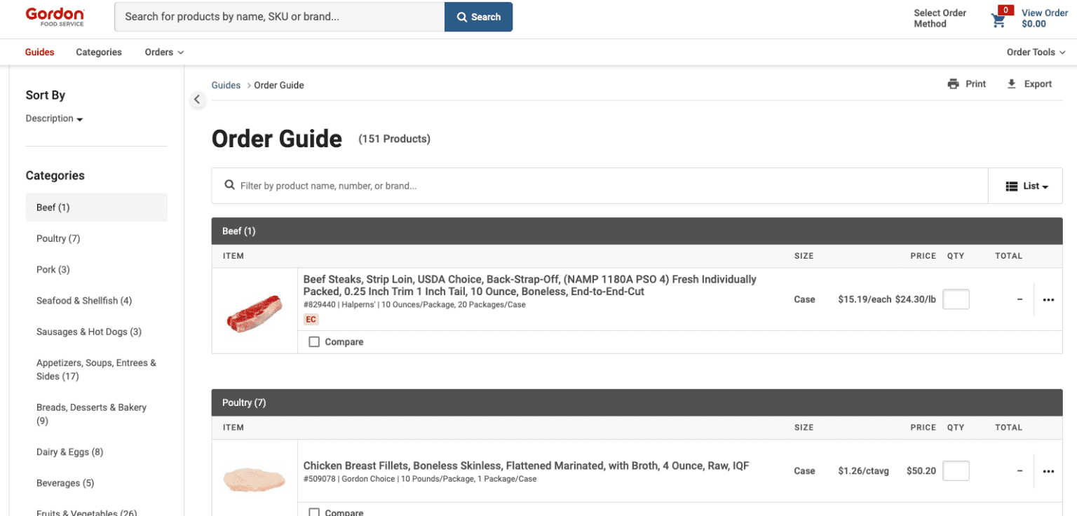 Gordon Ordering Quick Start Guide | Gordon Food Service