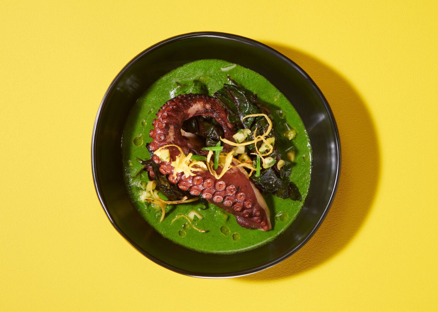 Grilled Octopus With Braised Swiss Chard, Spicy Green Curry & Charred ...