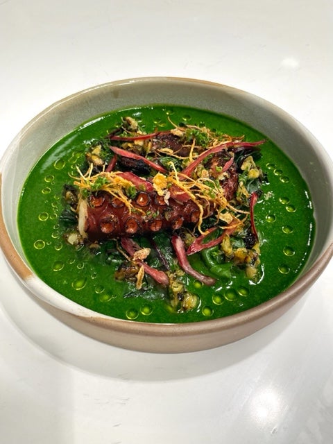 Grilled Octopus With Braised Swiss Chard, Spicy Green Curry & Charred ...